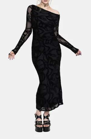 DISTURBIA Paleo Flocked Mesh Maxi Dress