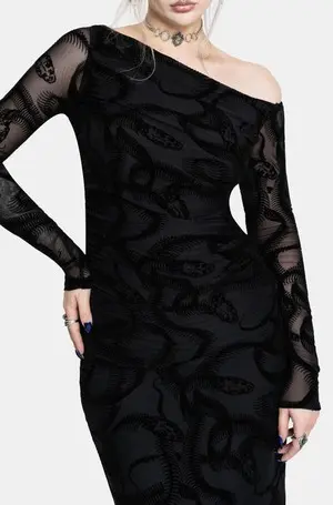 DISTURBIA Paleo Flocked Mesh Maxi Dress