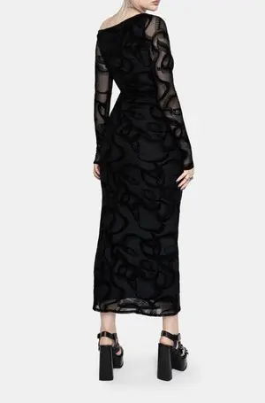DISTURBIA Paleo Flocked Mesh Maxi Dress