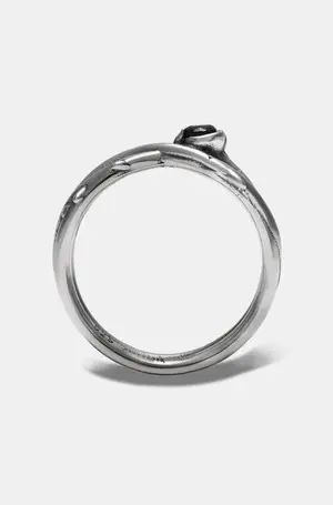 DISTURBIA Rosethorn Sterling Ring With Black Spinel Accent