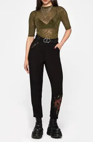 DISTURBIA Phoenix Embroidered Tapered Trousers