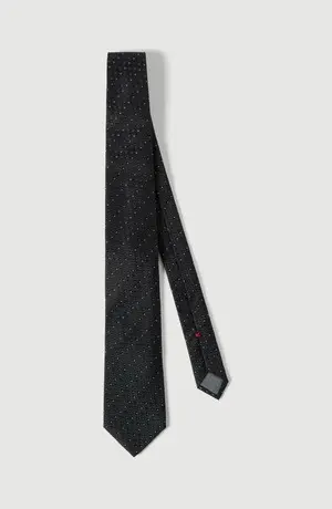 Brunello Cucinelli Silk Diagonal Striped Neck Tie - Black