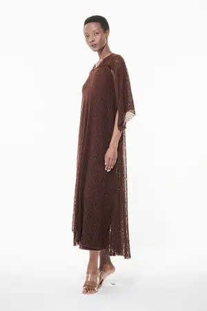 LEEM Textured Open Knit Cape Dress