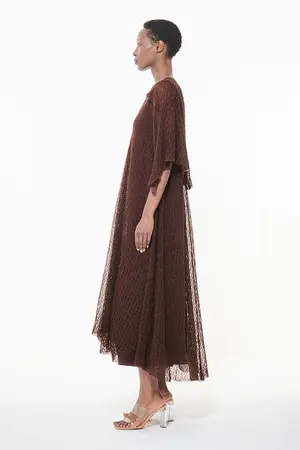 LEEM Textured Open Knit Cape Dress