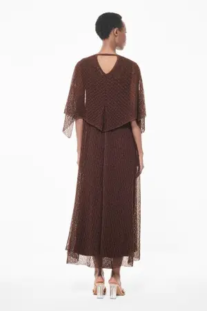 LEEM Textured Open Knit Cape Dress
