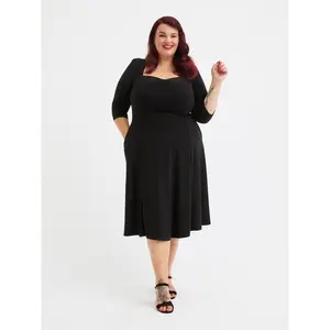 SCARLETT & JO Sweetheart Neck Ruched Bust Dress - Black