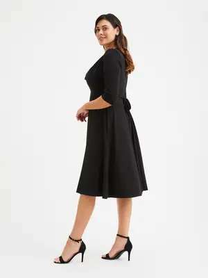 SCARLETT & JO Cowl Neck '1940s' Dress - Black