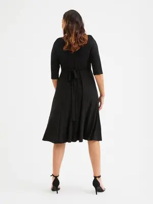 SCARLETT & JO Cowl Neck '1940s' Dress - Black
