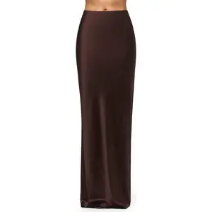 Naked Wardrobe Silk Maxi Skirt - Dark Chocolate