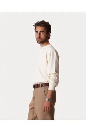 FORTELA Bliss Cotton Long Sleeve Serafino T-shirt - Ecru