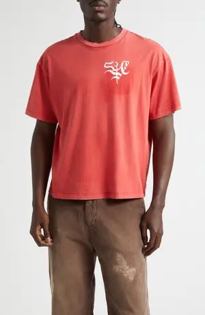 STOCKHOLM SURFBOARD CLUB Crest Organic Cotton Graphic T-shirt - Red