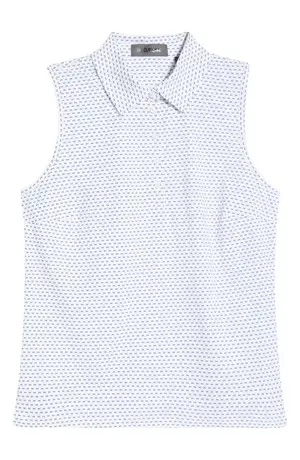 G/fore Geo 2 Silky Tech Performance Sleeveless Polo - Snow/twilight