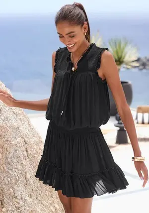 LASCANA Sleeveless Ruffled Dress