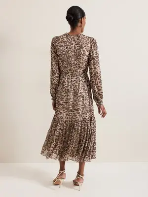 PHASE EIGHT Eve Shimmer Leopard Print Midi Dress