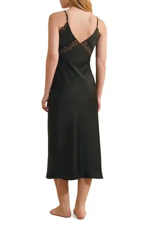ETAM Desire Lace Accent Satin Long Nightgown