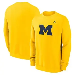 JORDAN BRAND Michigan Wolverines Primetime Fleece Pullover Sweatshirt - Maize