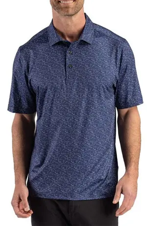 CBUK BY CUTTER & BUCK Pike Fern Print Epic Confidence Performance Polo - Navy Blue
