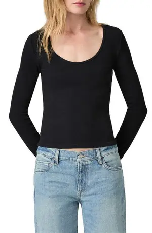 Paige Newport Stretch Cotton Rib T-shirt - Black