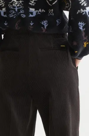 Scotch & Soda High Waist Wide Leg Corduroy Pants - Meteorite
