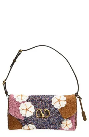 Valentino Garavani Small Devain Beaded Silk Shoulder Bag
