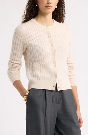 NORDSTROM Cashmere Mini Cable Cardigan
