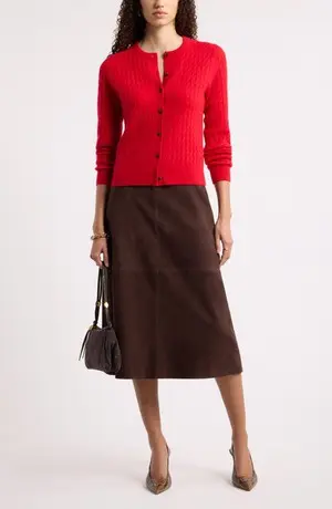 Nordstrom Cashmere Mini Cable Cardigan - Red Celebration