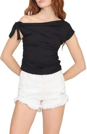 PROJECT SOCIAL T One-shoulder Top With Tie Detail - Black