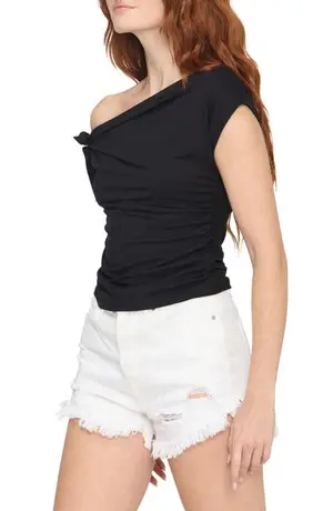 PROJECT SOCIAL T One-shoulder Top With Tie Detail - Black