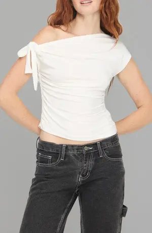 PROJECT SOCIAL T One-shoulder Top With Tie Detail - White