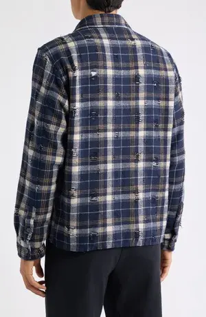 ALLSAINTS Rei Distressed Plaid Cotton Button-up Shirt