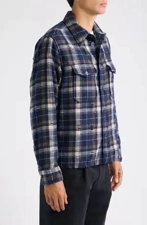 ALLSAINTS Rei Distressed Plaid Cotton Button-up Shirt