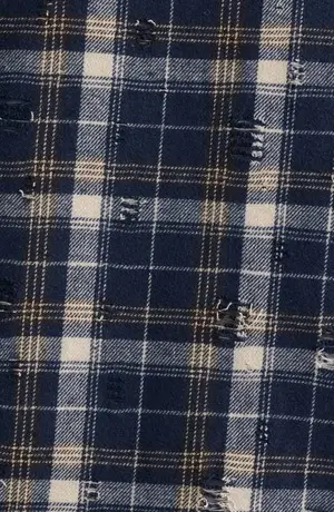 ALLSAINTS Rei Distressed Plaid Cotton Button-up Shirt