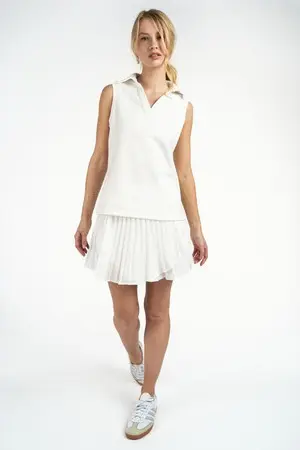 ELLE COLLECTION Sleeveless Polo - White
