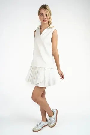ELLE COLLECTION Sleeveless Polo - White