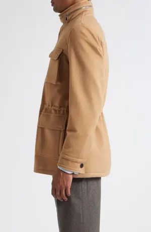 Isaia Unito Baby Wool Field Jacket With Packable Hood