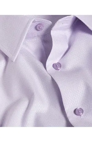 David Donahue Trim Fit Textured Cotton Dress Shirt - Lilac