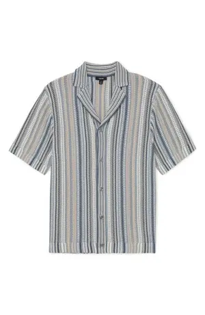 REISS Caden Striped Button-up Camp Shirt