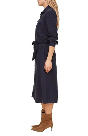 Bella Dahl Tie Waist Long Sleeve Midi Shirtdress