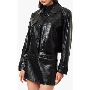 Habitual Croc Embossed Faux Leather Shrunken Jacket