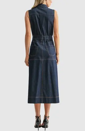 QUINCY MAE Sleeveless Cotton Blend Denim Utility Dress