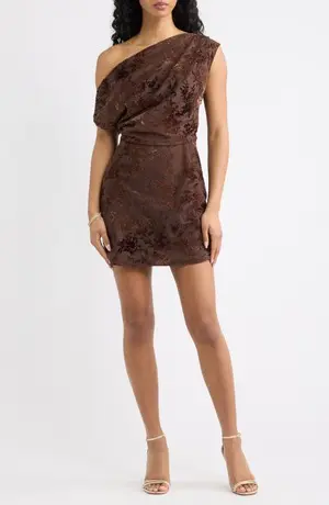 Line & Dot Anouk One-shoulder Minidress - Brown