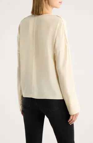 Rag & Bone Vinnie Cowl Neck Silk Top - Ivory