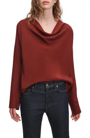 Rag & Bone Vinnie Cowl Neck Silk Top