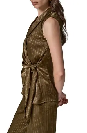 Donna Karan New York Tie Waist Sleeveless Top