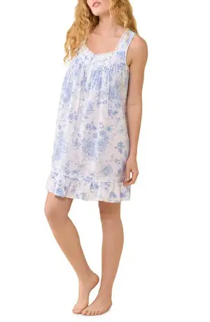 Eileen West Floral Lace Trim Cotton Chemise