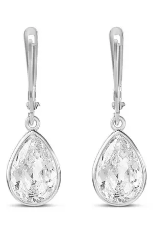 SHYMI Classic Bezel Pear Drop Earrings - Silver