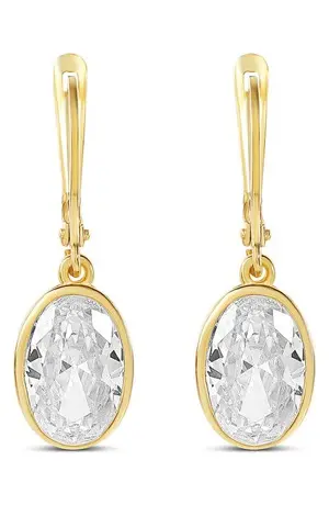 SHYMI Bezel Oval Drop Earrings - Gold