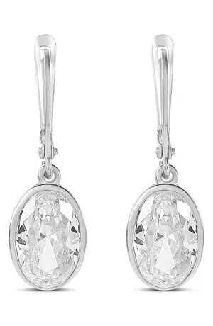SHYMI Bezel Oval Drop Earrings - Silver