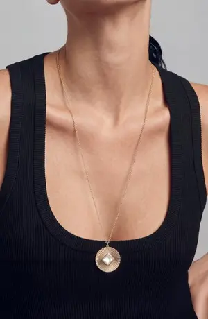 ST. MORAN Mother Of Pearl Medallion Pendant Necklace