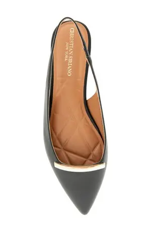 Christian Siriano Kimbal Pointed Toe Slingback Flat - Black Pu